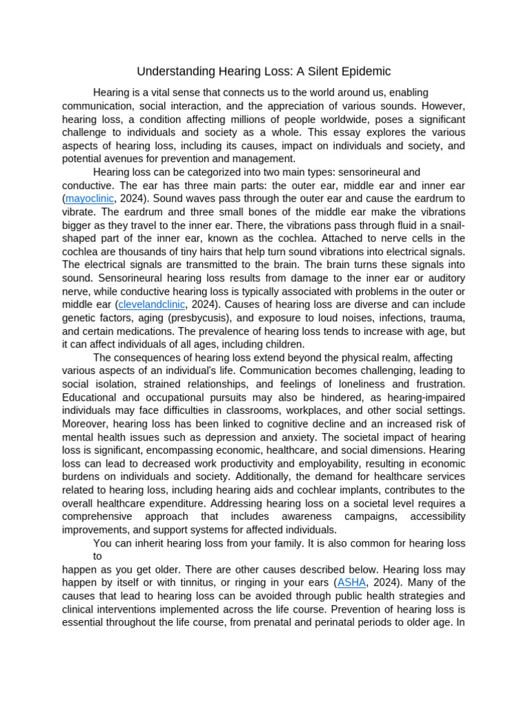 Understanding Hearing Loss | PDF | Hearing Loss | Hearing