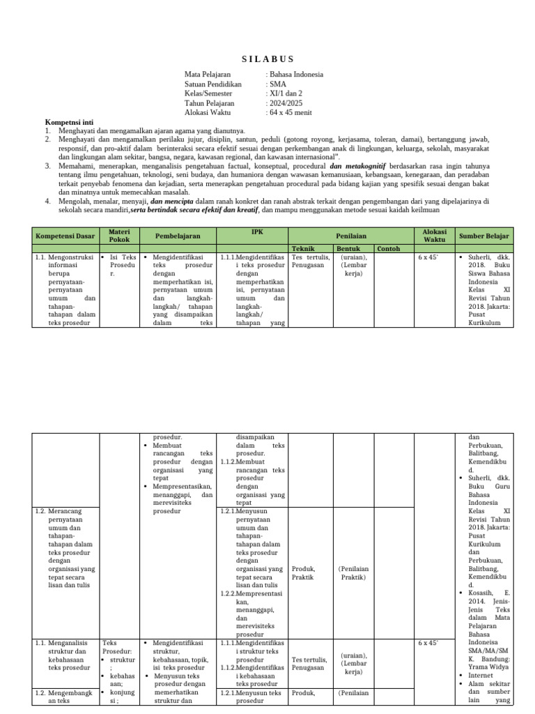 SILABUS XI B.Indonesia | PDF