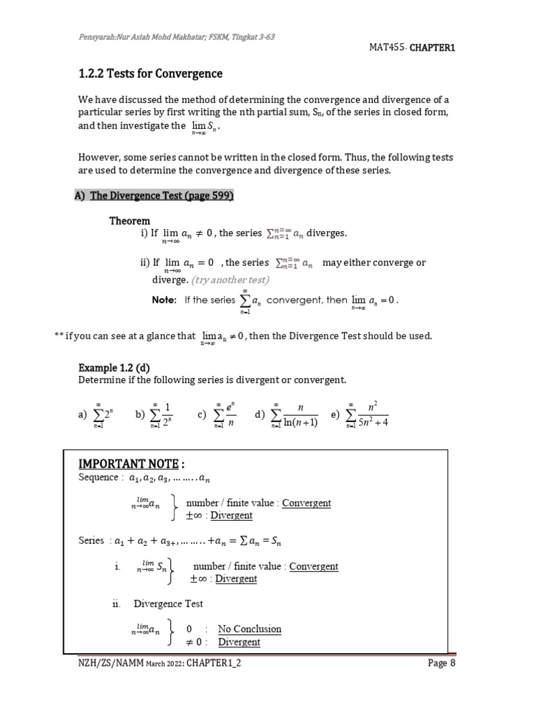 Convergence Tests for Series Explained | PDF | Functions And Mappings ...