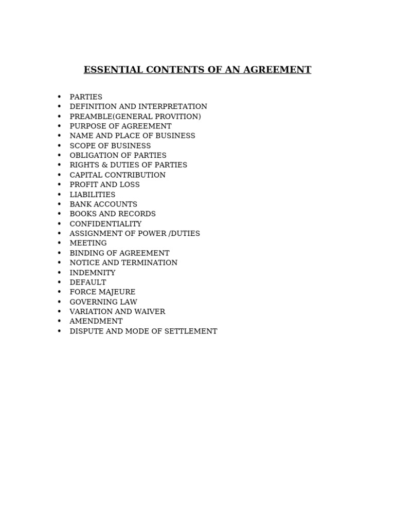 Points For Agreements | PDF