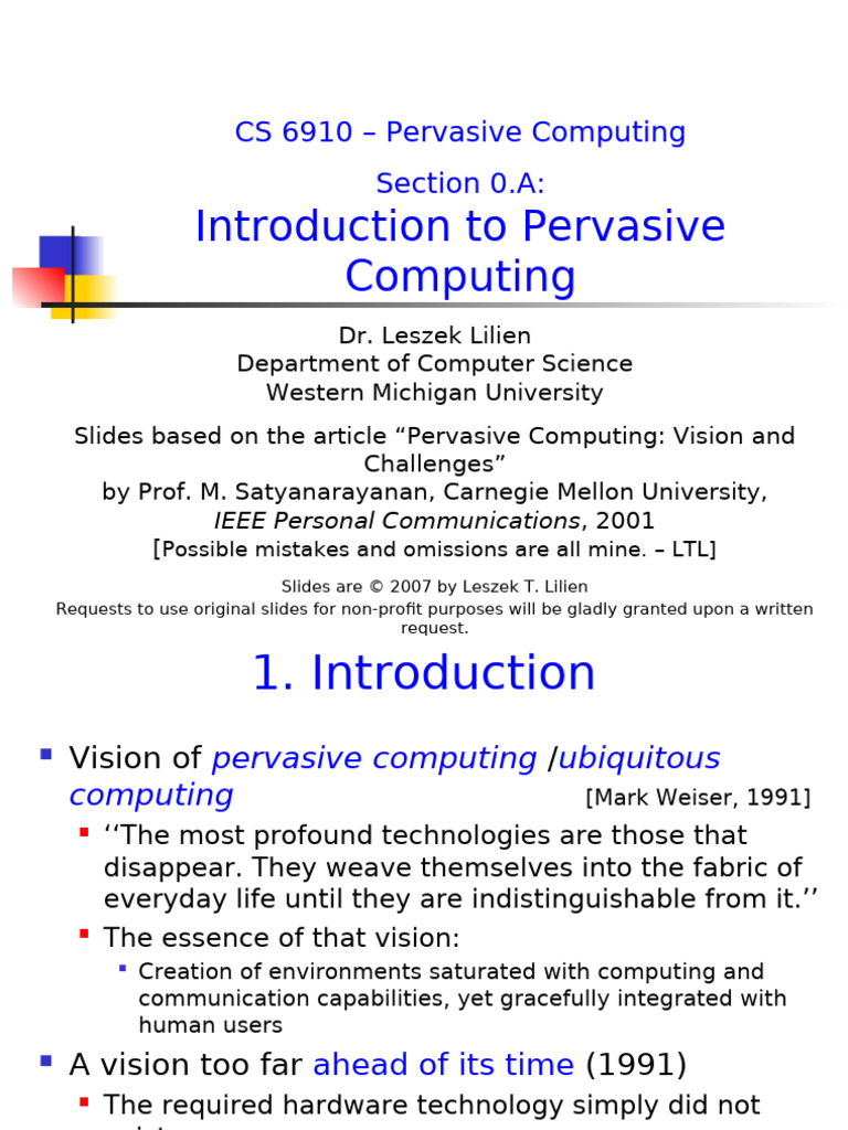 Sec.0a - Intro To Pervasive Computing | PDF | Computer Network | Distributed Computing