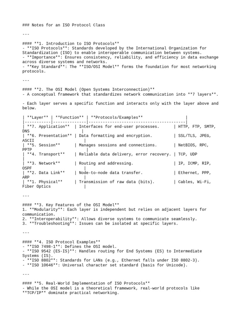 ISO Protocols and OSI Model Overview | PDF | Osi Model | Internet ...