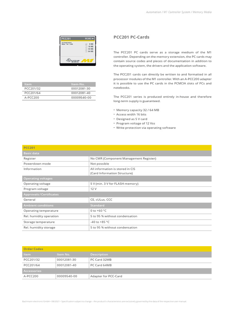 PCC201 PC Cards Specifications | PDF | Computer Science | Office Equipment