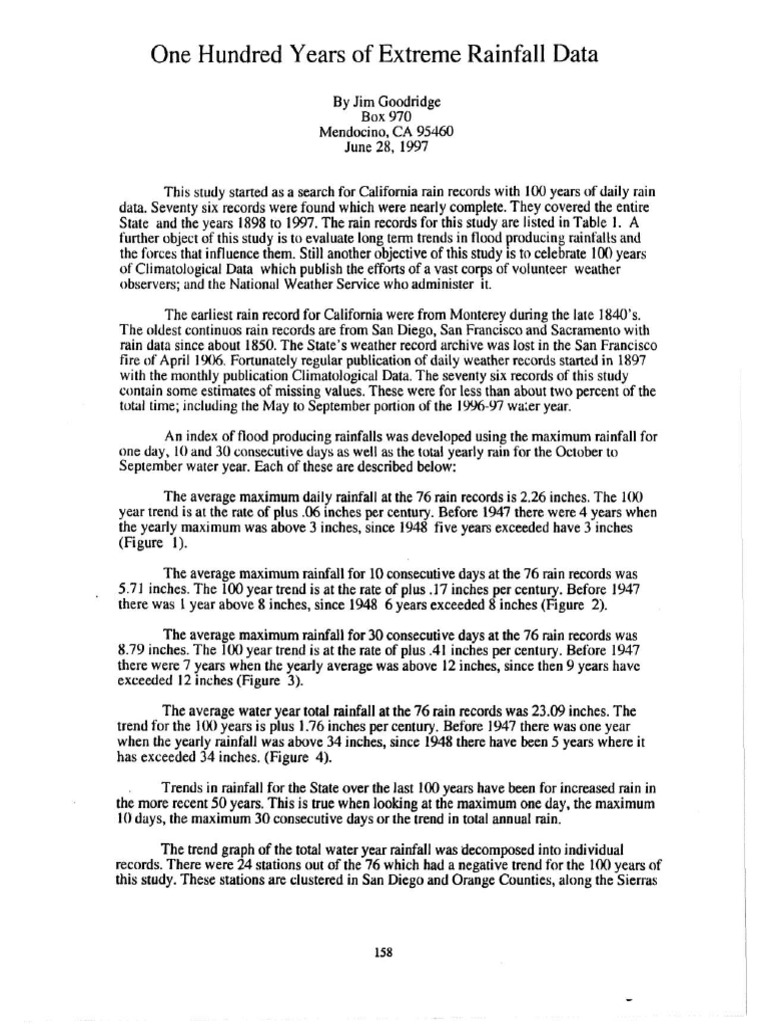 One Hundred Years of Extreme Rainfall Data - Jim Goodridge | PDF | Sea ...