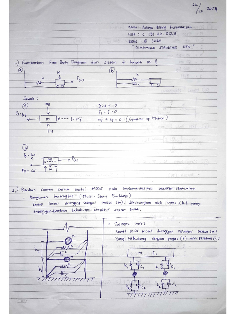UTS Dinamika Struktur_Aditya Gilang_C.131.22.0123 | PDF