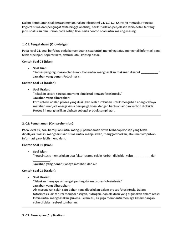 Contoh Soal C1 C2 C3 C4 | PDF