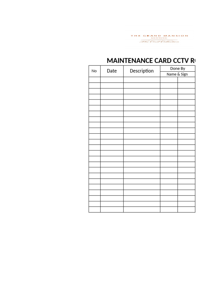 Maintenance Card CCTV | PDF