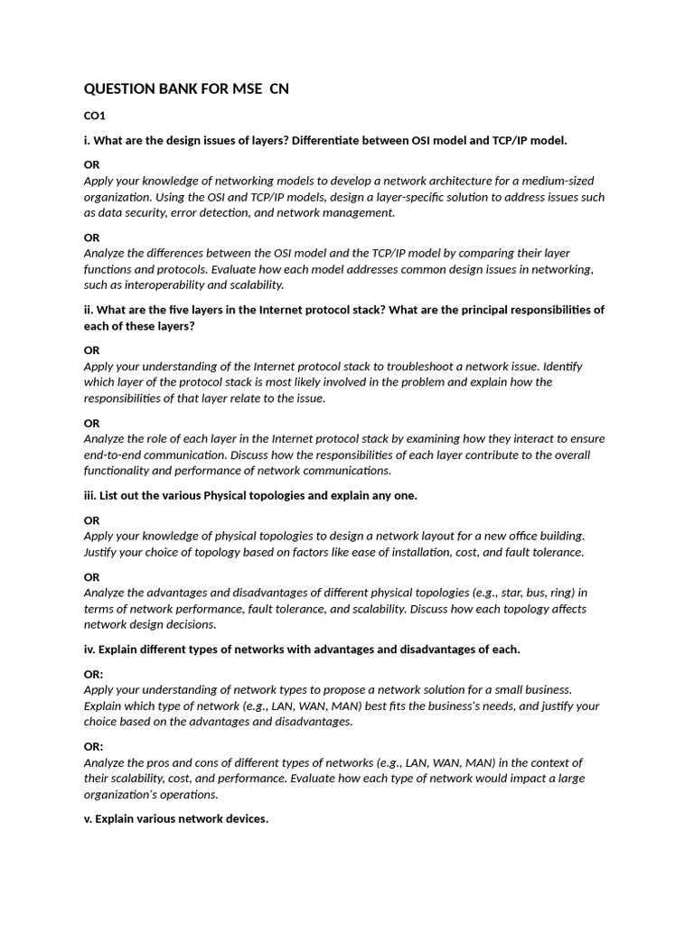 Question Bank For Mse CN | PDF | Computer Network | Domain Name System