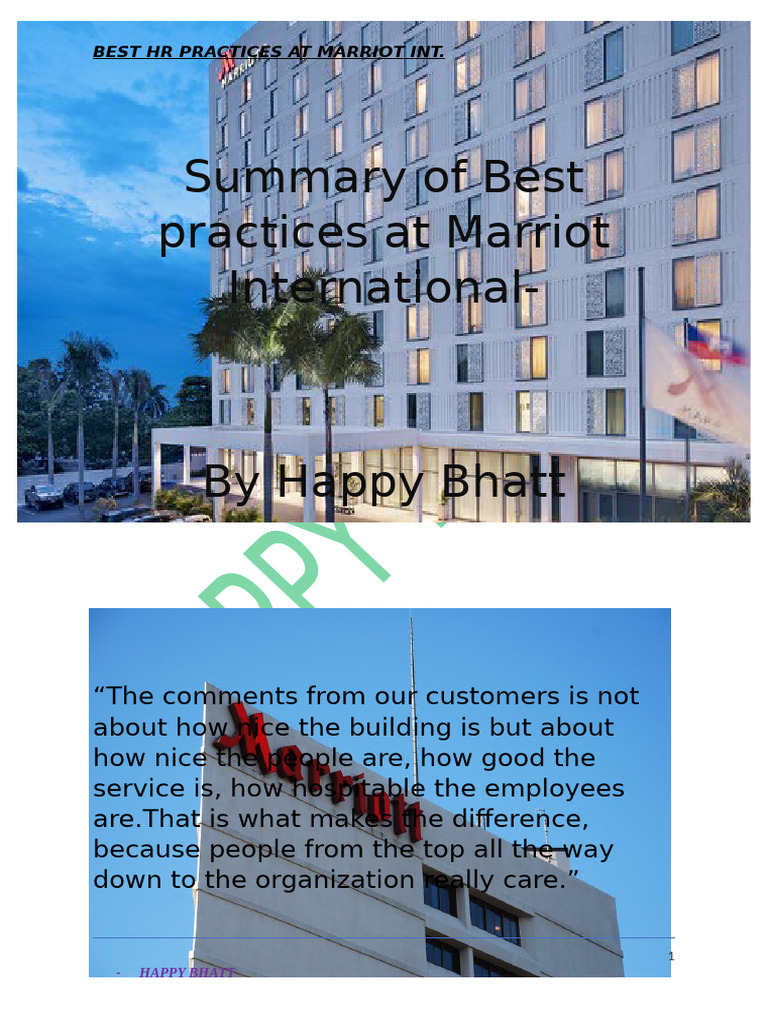 Summary of Best Practices at Marriot International | PDF | Employment ...