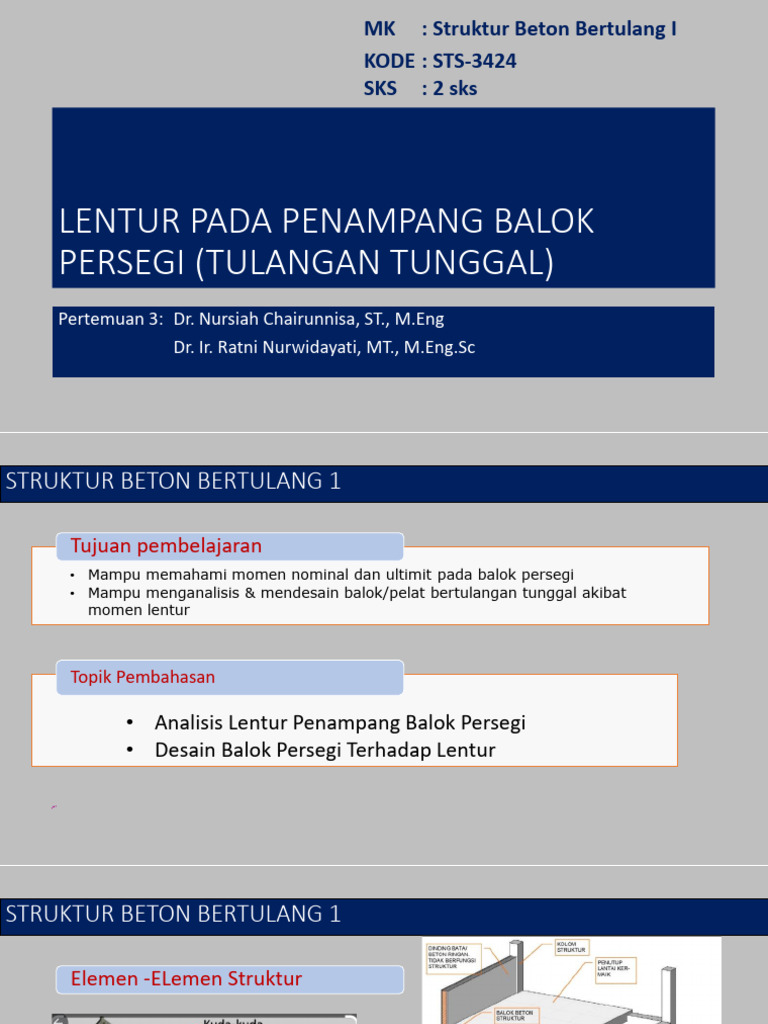 Minggu 3 - Lentur Pada Balok Penampang Persegi - Analisis | PDF