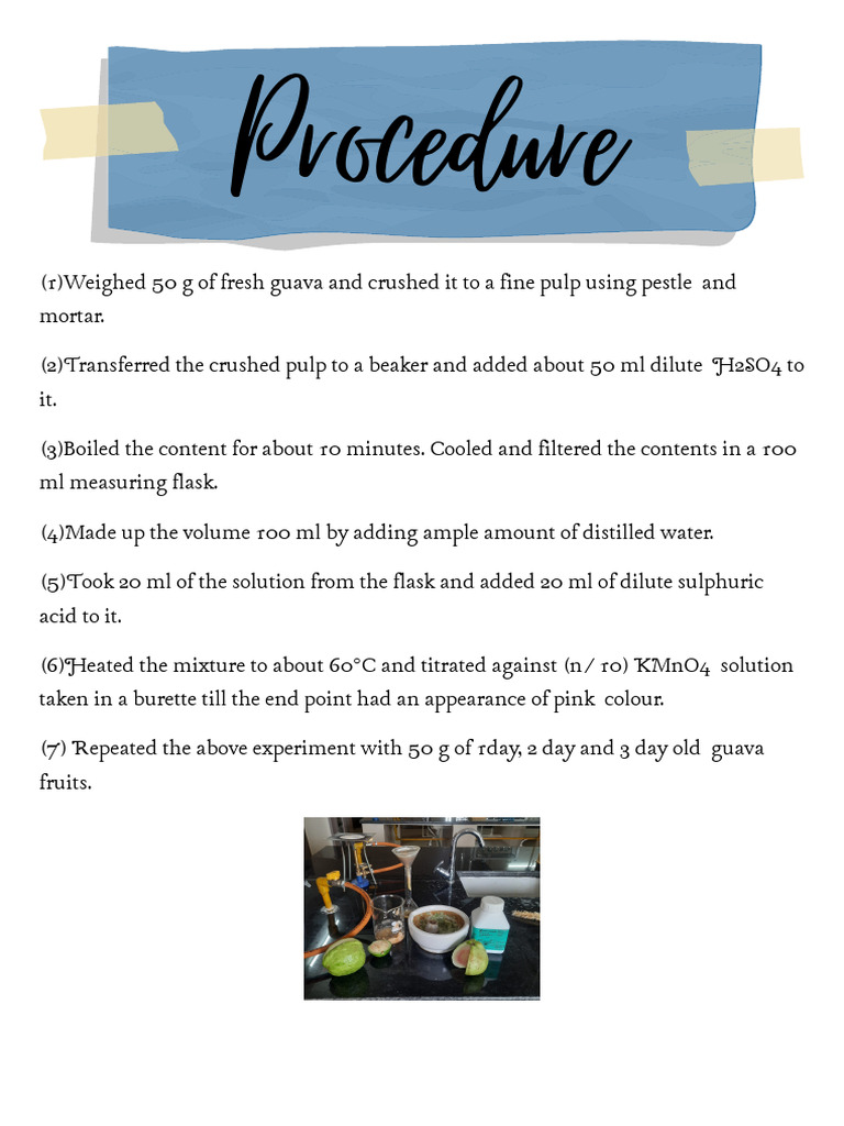 (1)Weighed 50 g of Fresh Guava and Crushed It to a Fine Pulp Using ...