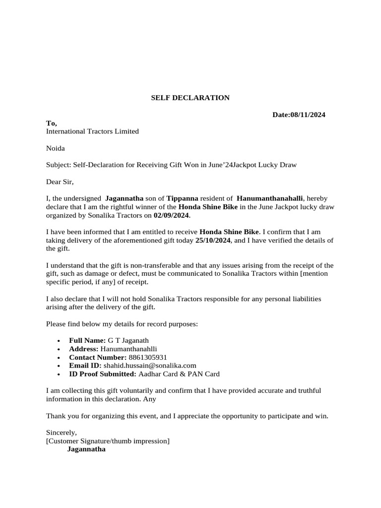 Ctg-09 Declaration Letters | PDF | Authentication | Access Control