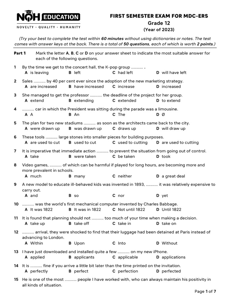 First Sem (MDC) 2023-2024 | PDF | Résumé | Cave