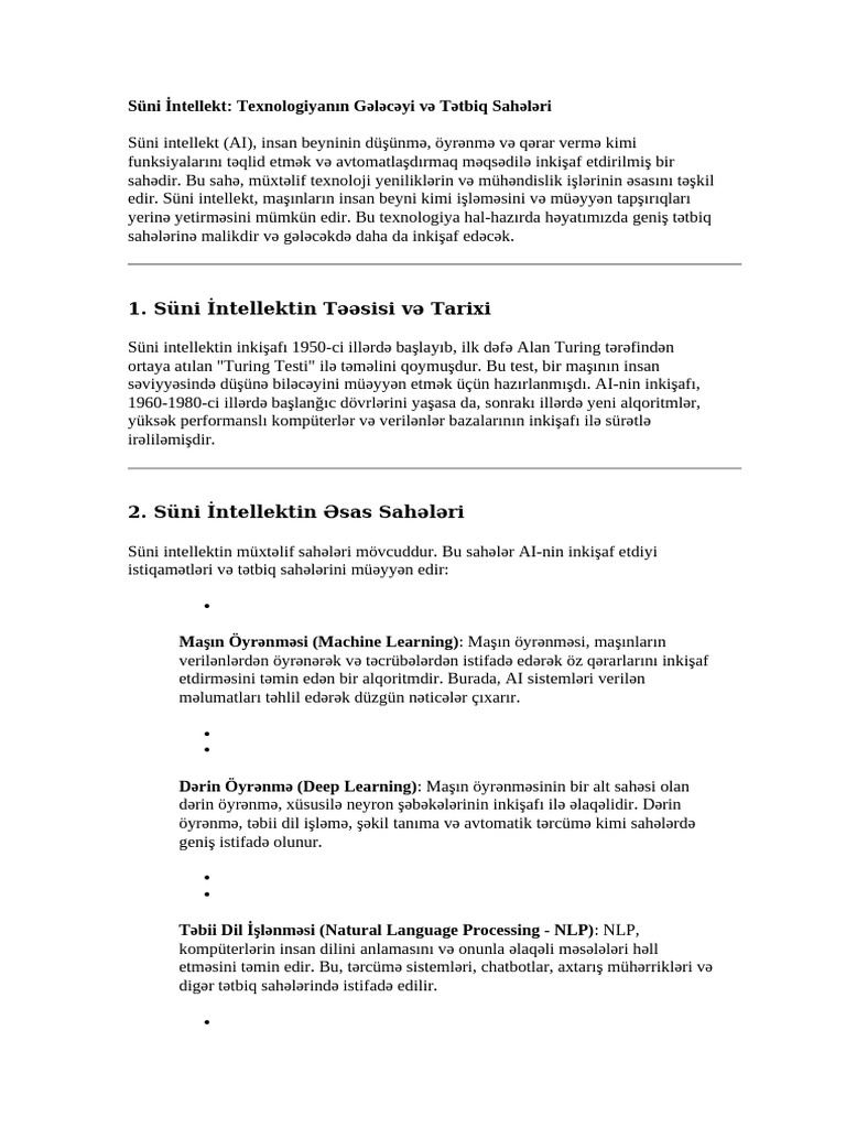 Süni İntellekt | PDF