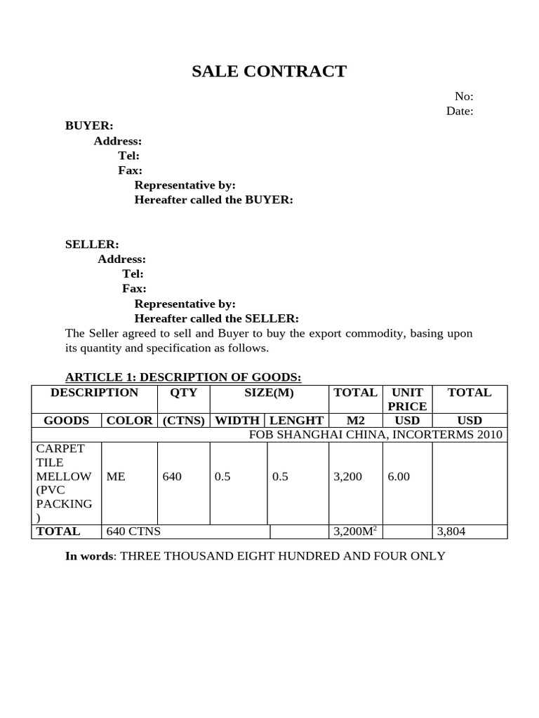 Sale Contract 2 | PDF