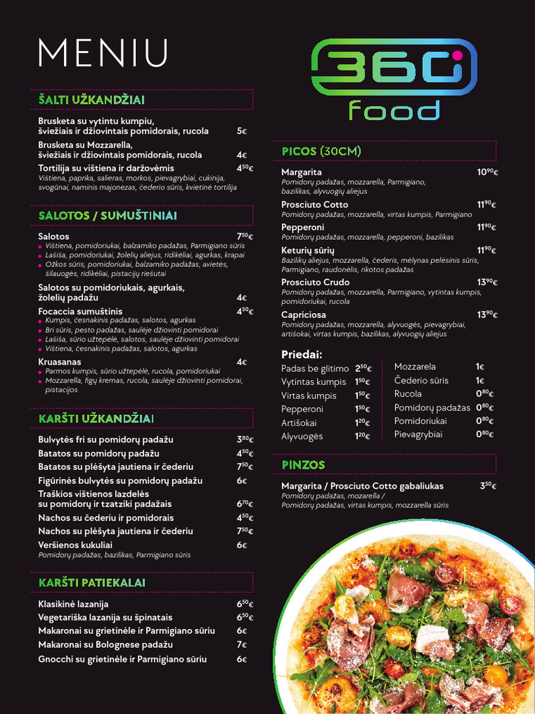 360 FOOD Meniu Dvipusis | PDF