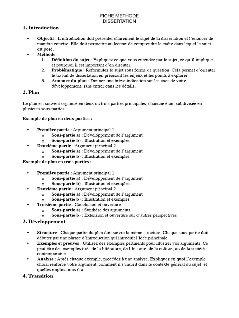 PDF Fiche Methode Dissertation | PDF | Méthode scientifique