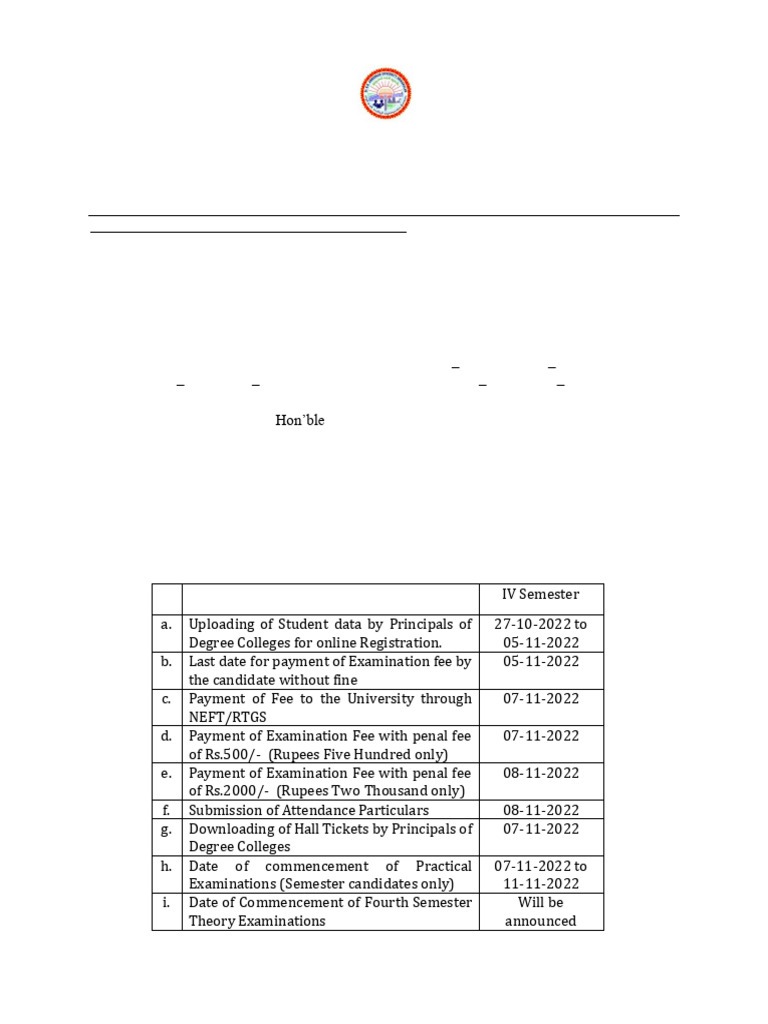 UG IV SEM Regular Notification Nov 2022 | PDF