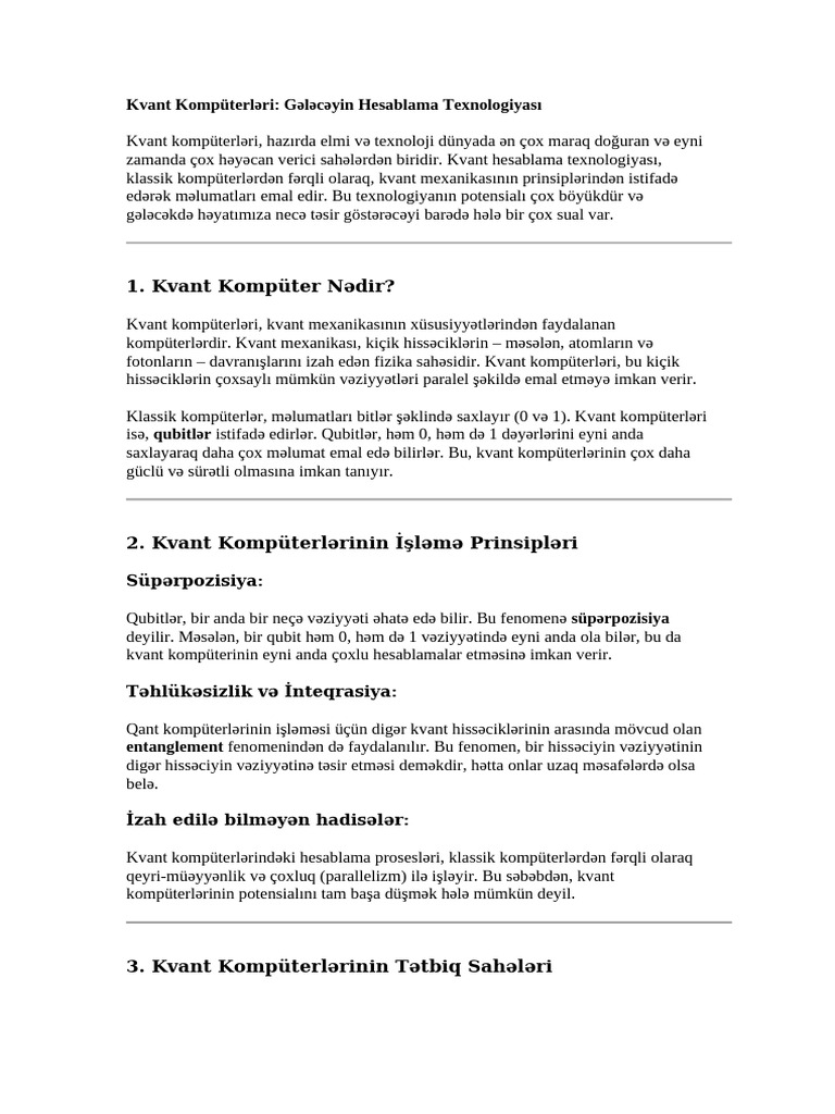 Kvant Kompüterləri | PDF