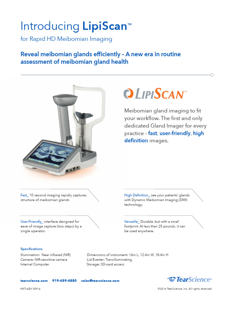 TearScience LipiScan Brochure | PDF | Infrared | Camera