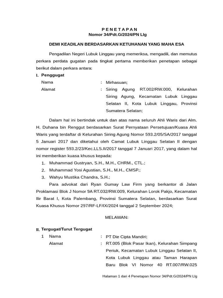 PN LLG 2024 PDT.G 34 Putusan Akhir | PDF
