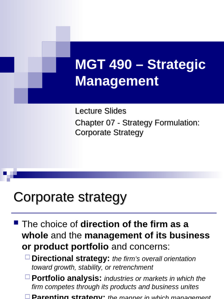 Chapter 07 - Strategy Formulation-Corporate Strategy | PDF | Mergers ...