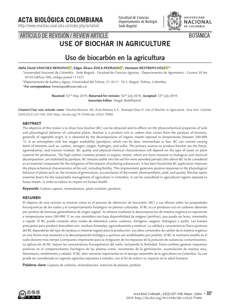 Use of Biochar in Agriculture | PDF | Soil | Pyrolysis