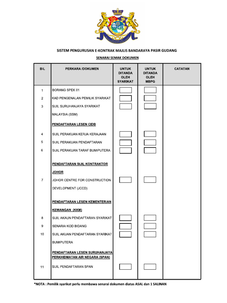 Borang SPEK 01 | PDF