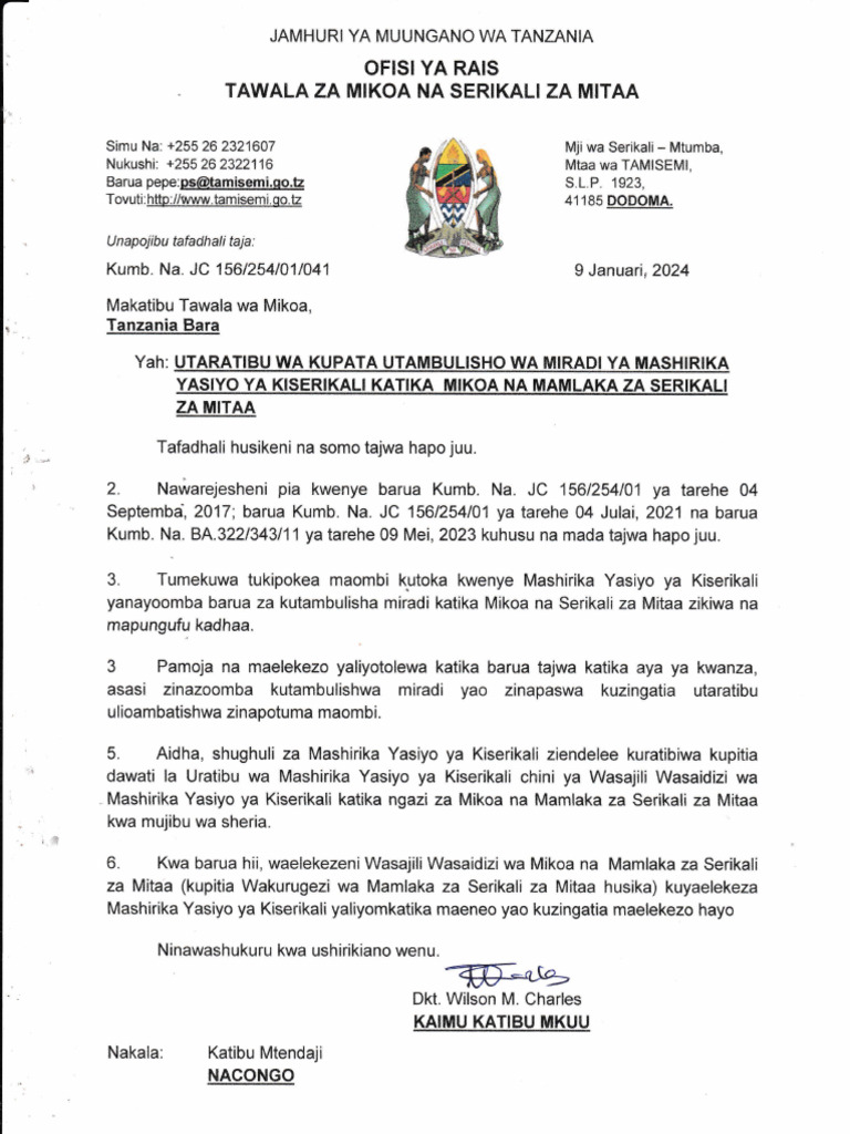 Utaratibu Wa Kupata Utambulisho Wa Miradi Ya NGO | PDF