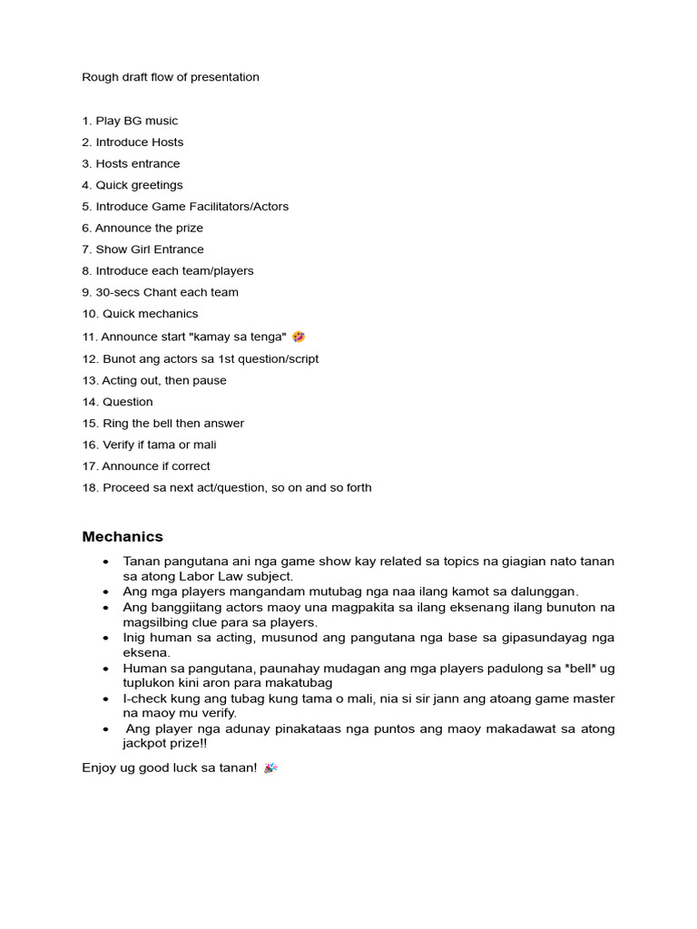 Rough Draft Flow of Presentation | PDF