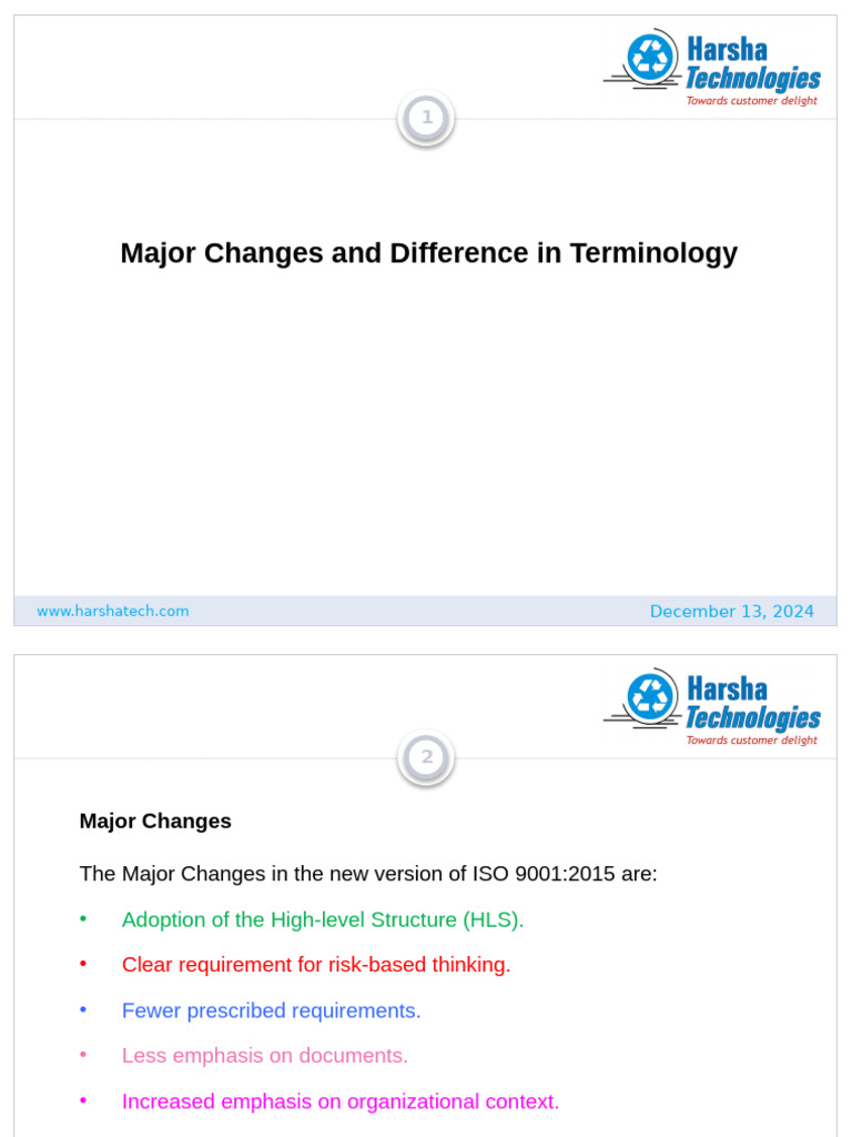 00E Major Chages & Difference in Terminology | PDF | Iso 9000 | Leadership