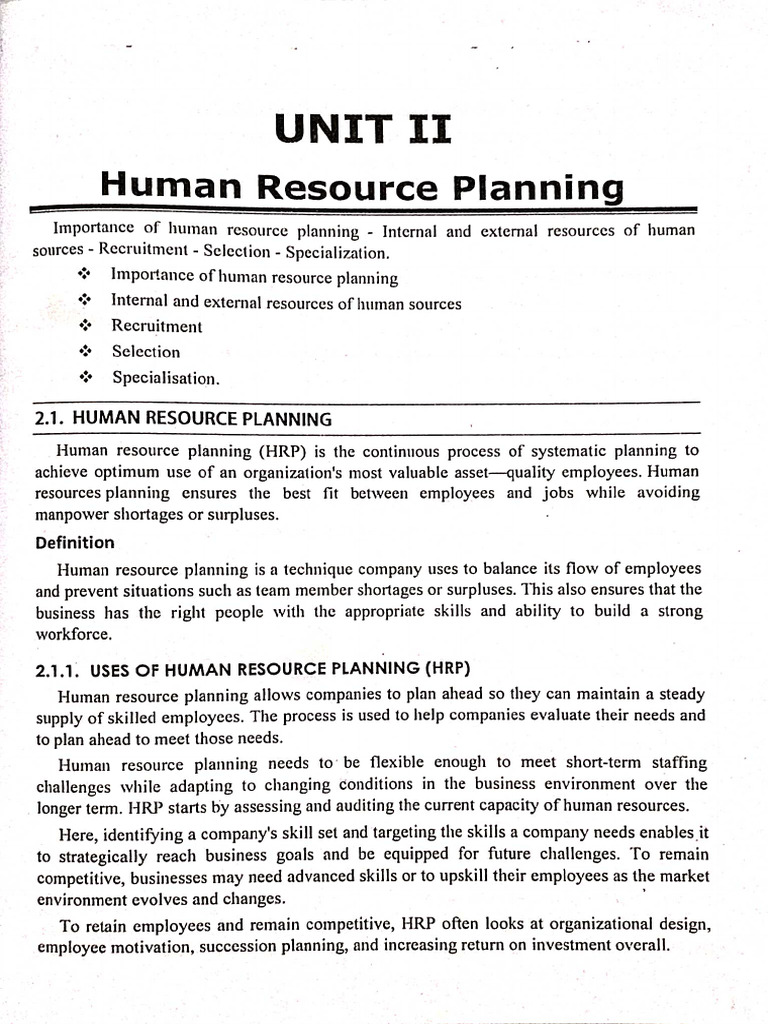 HRM Unit 2 | PDF