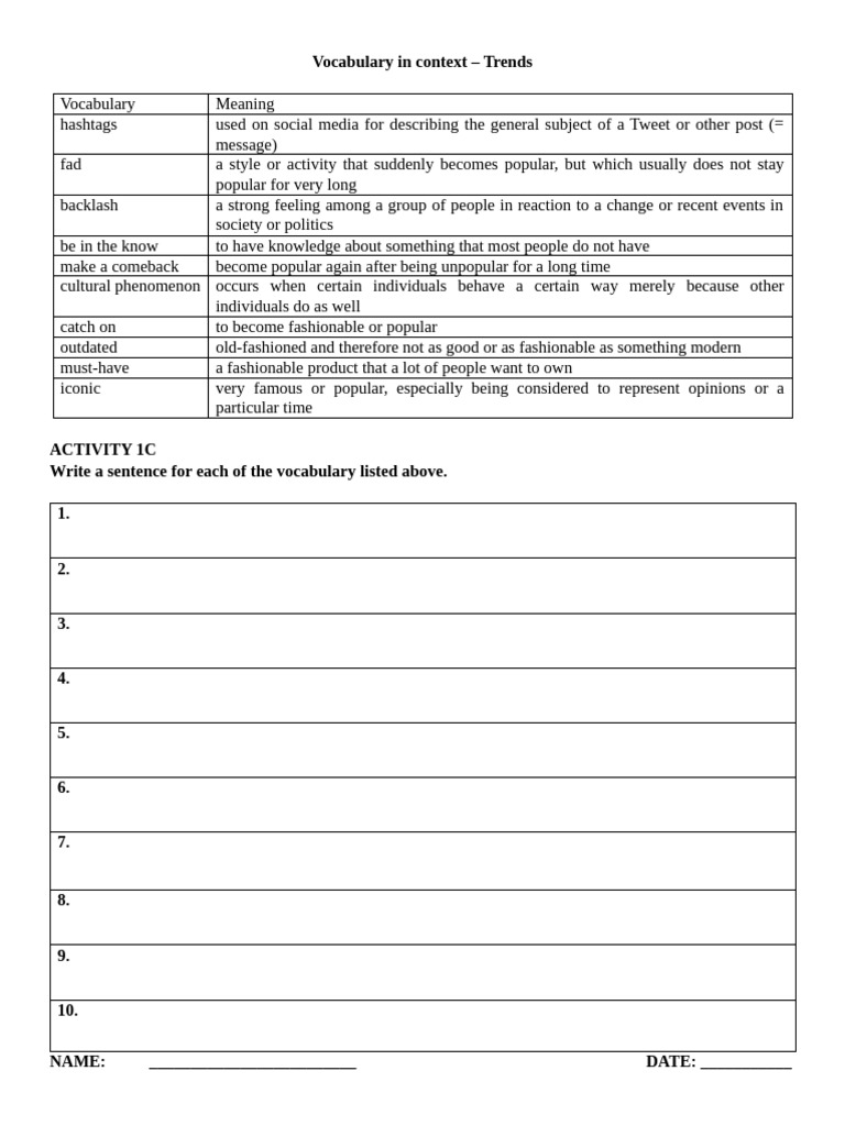 Vocabulary in Context | PDF