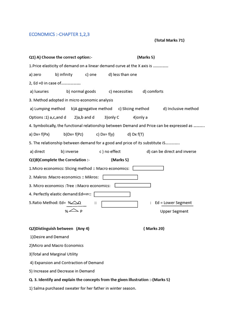 ECONOMICS Chapter 1,2,3 | PDF | Demand | Utility