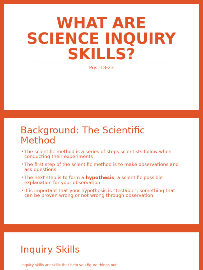 Understanding Science Inquiry Skills | PDF | Experiment | Inquiry