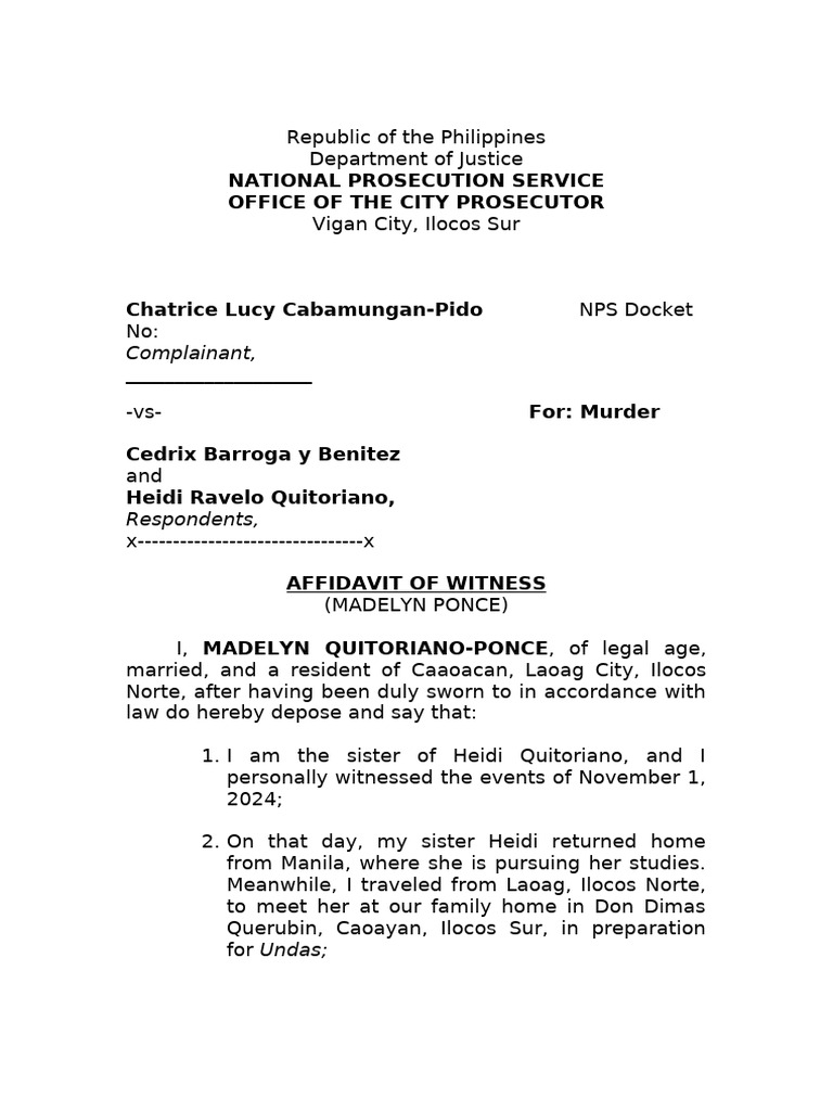 Affidavit-of-Witness | PDF | Affidavit | Evidence