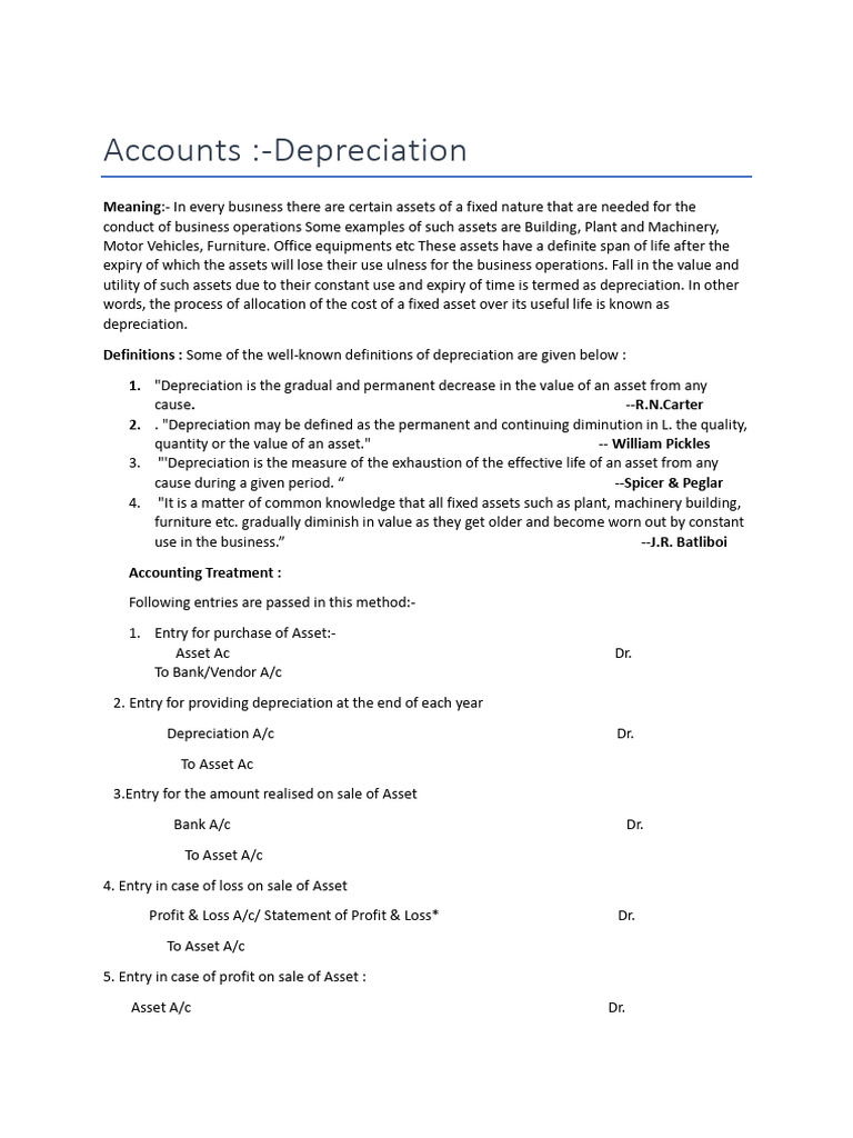 Account depreciation | PDF | Depreciation | Fixed Asset