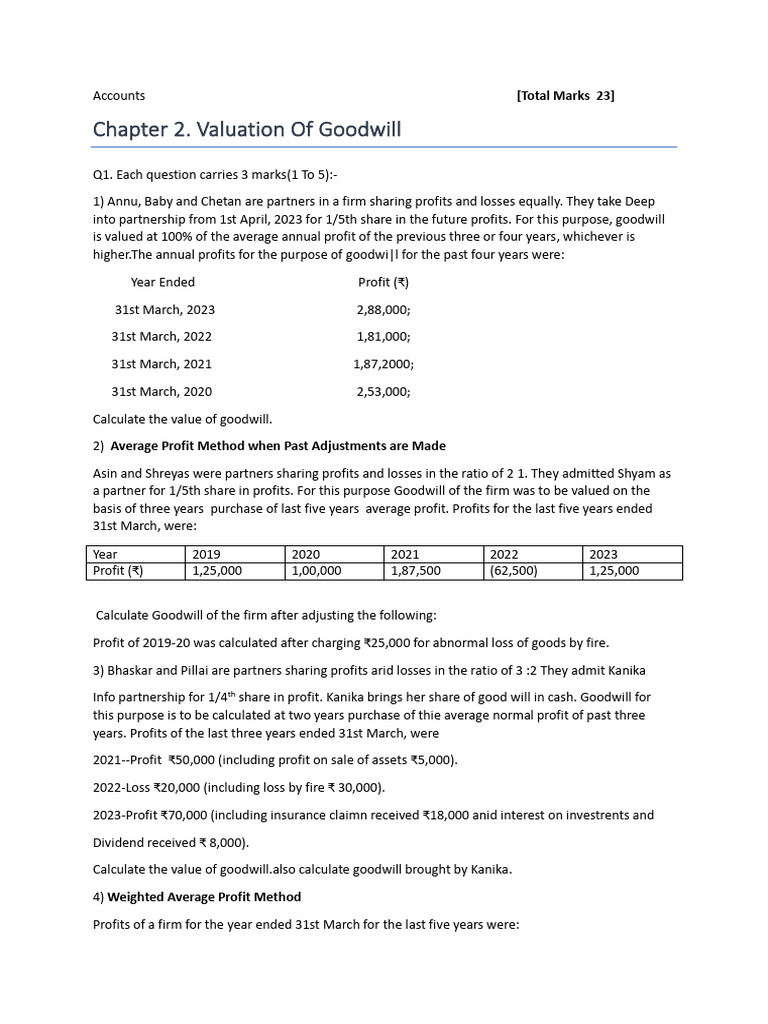 Account Valution of Goodwill | PDF | Goodwill (Accounting) | Valuation (Finance)