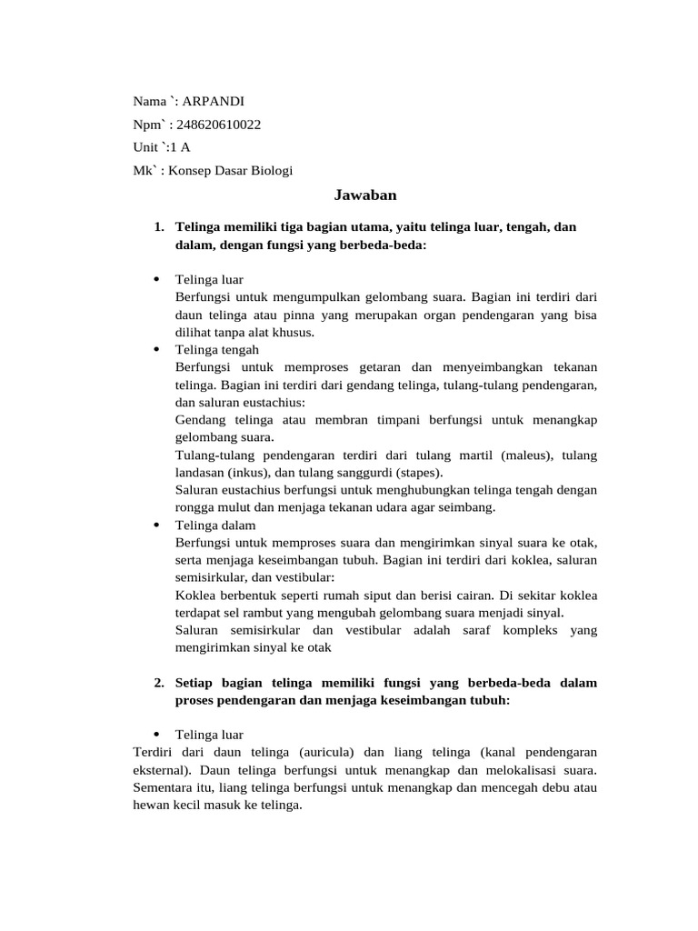 Struktur dan Fungsi Indra Manusia | PDF