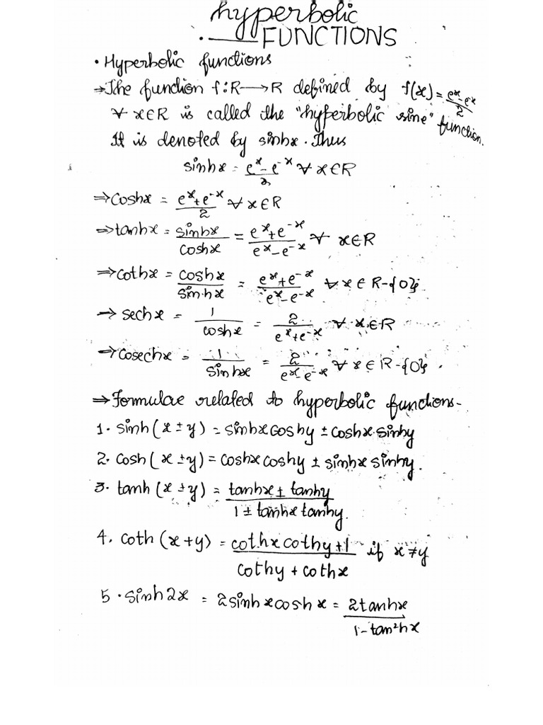 Chapter-9_Hyperbolic_Functions_Maths-1A | PDF Chapter-9_Hyperbolic_Functions_Maths-1A | PDF