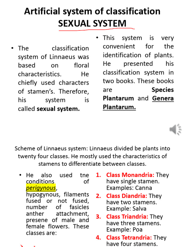 Artificial System of Classification | PDF | Flowers | Plants