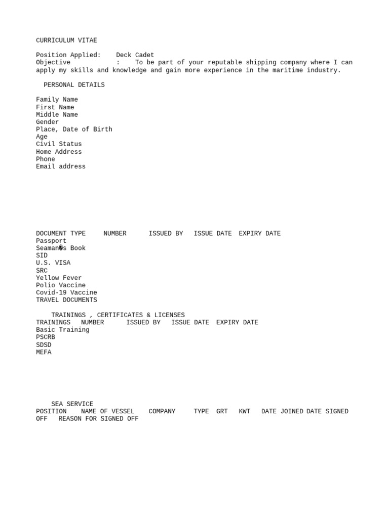 Seafarer Resume CV | PDF