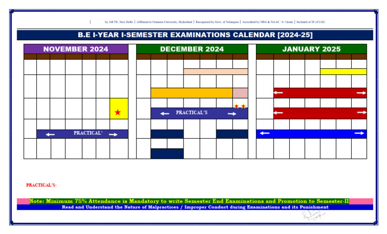 Exams Schedule - Theory & Practicals 2024-25 SEM-1 | PDF | Student ...