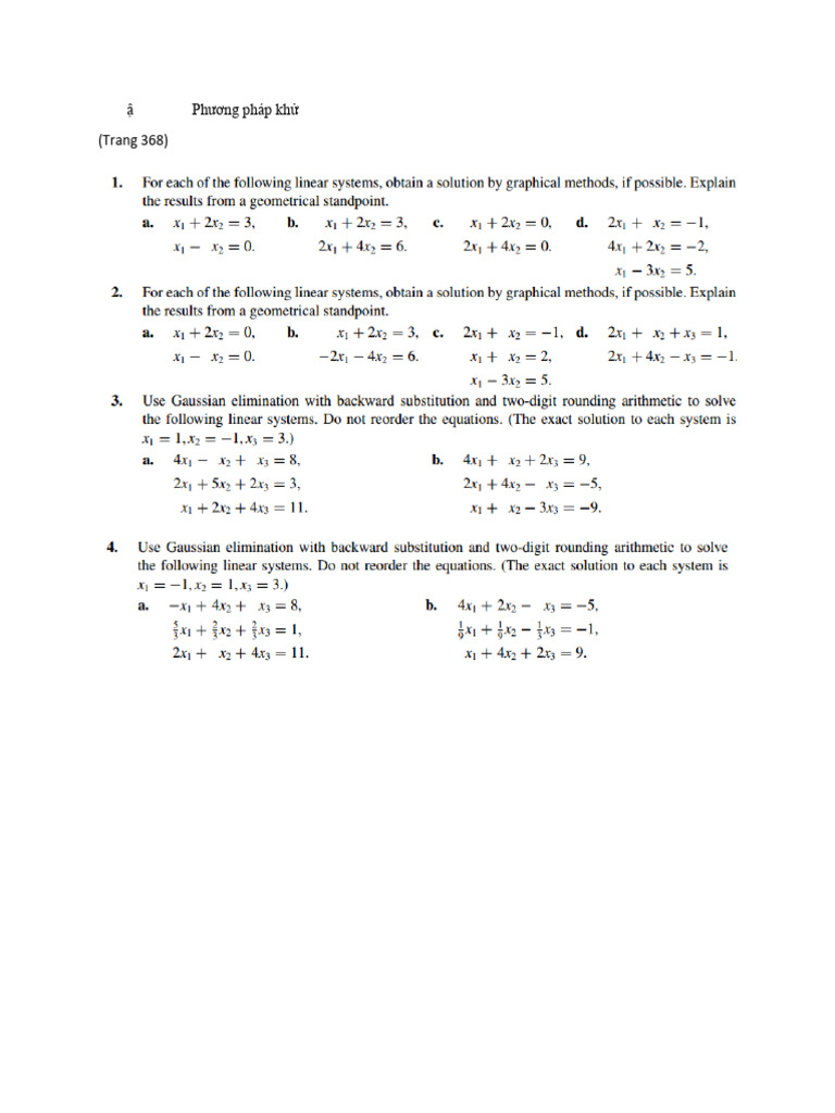 BT Ch2 Bài 1. Phương pháp khử Gauss | PDF