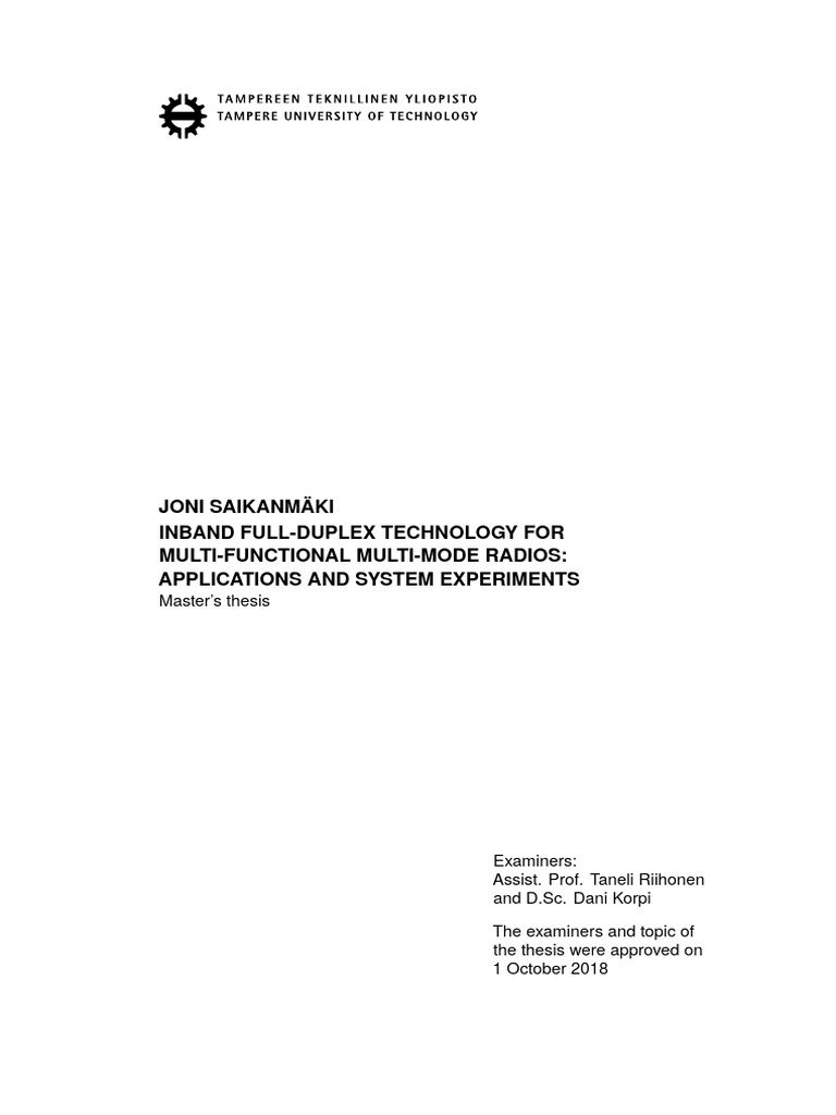 Inband Full-Duplex Technology for Multi-functional | PDF