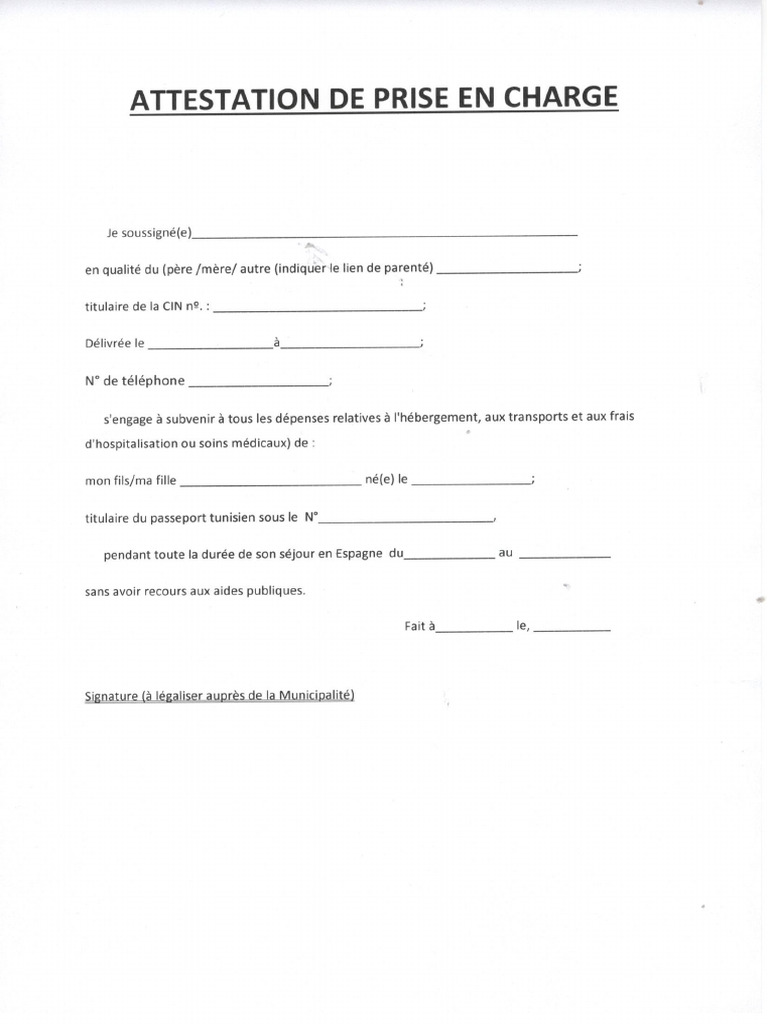 Attestation de Prise en Charge | PDF