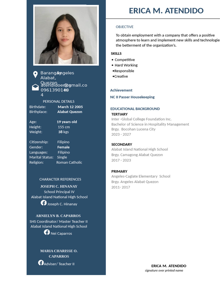 Sample-Resume Erica Atendido | PDF