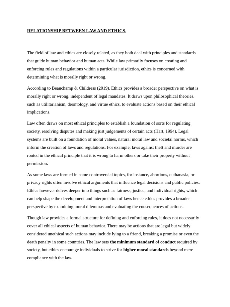 Law And Ethics Pdf Morality Applied Philosophy