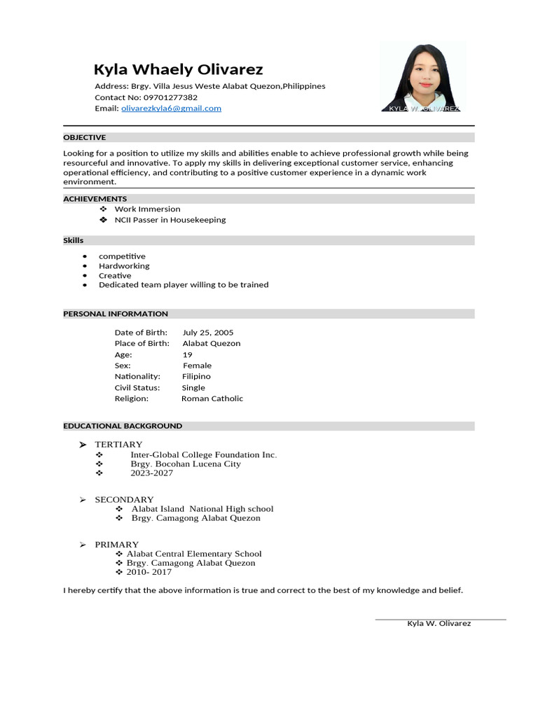 Kyla Olivarez Resume | PDF