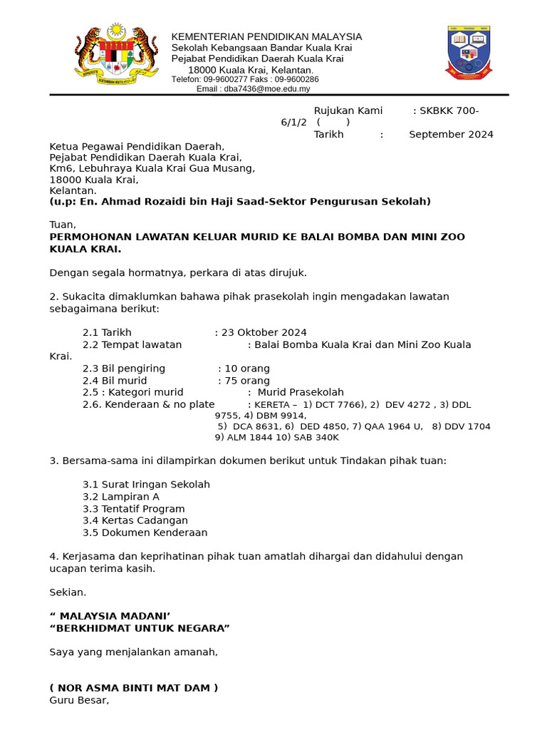 Surat Iringan Lawatan | PDF
